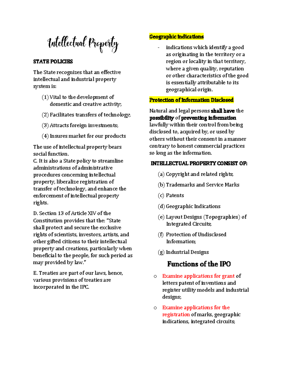 Law-lesson - Law lesson - STATE POLICIES The State recognizes that an ...
