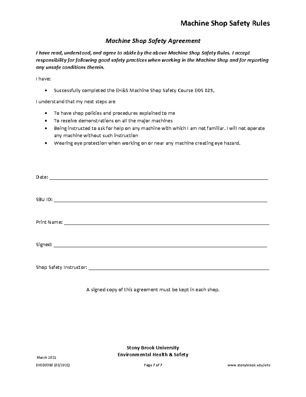 Machine Shop Safety Rules - I acceptresponsibility for following good ...