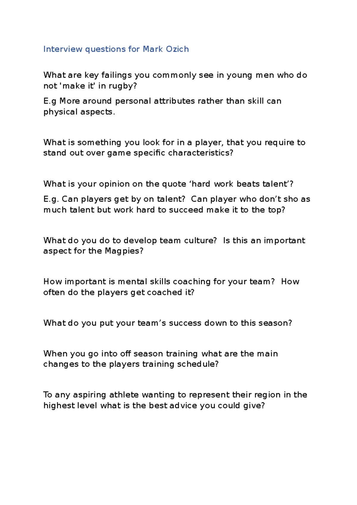 Mark Interview Questions - Interview questions for Mark Ozich What are ...