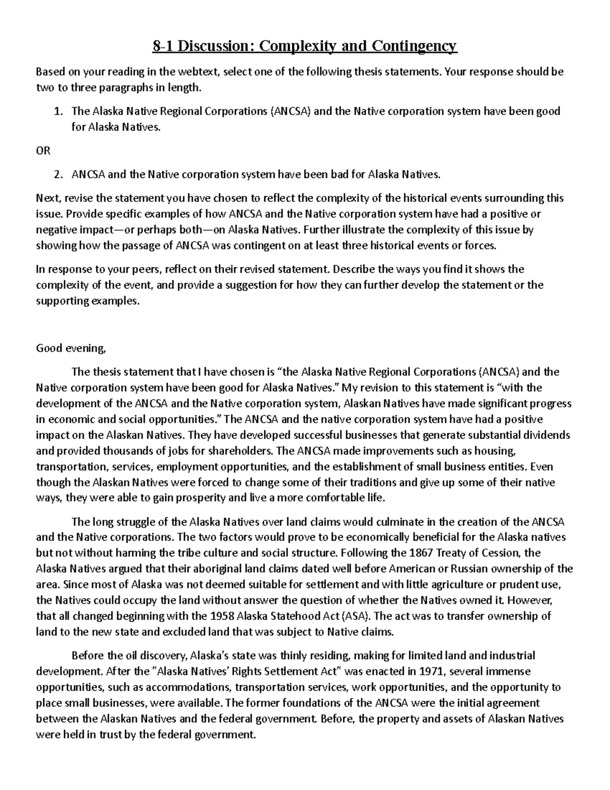 8 1 Discussion Complexity and Contingency - 8-1 Discussion: Complexity ...