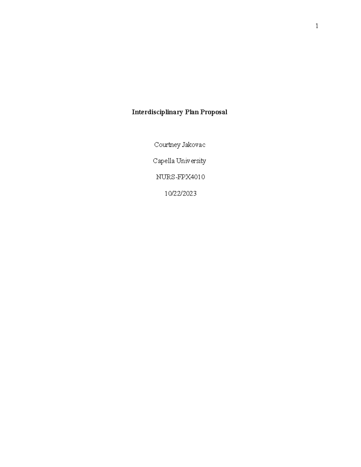 Assignment 3 Interdisciplinary plan proposal - Interdisciplinary Plan ...