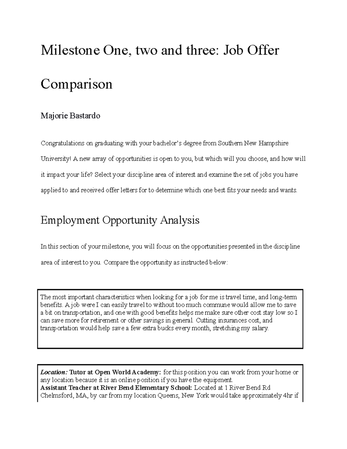 MAT 125 Milestone One Template - Milestone One, two and three: Job ...