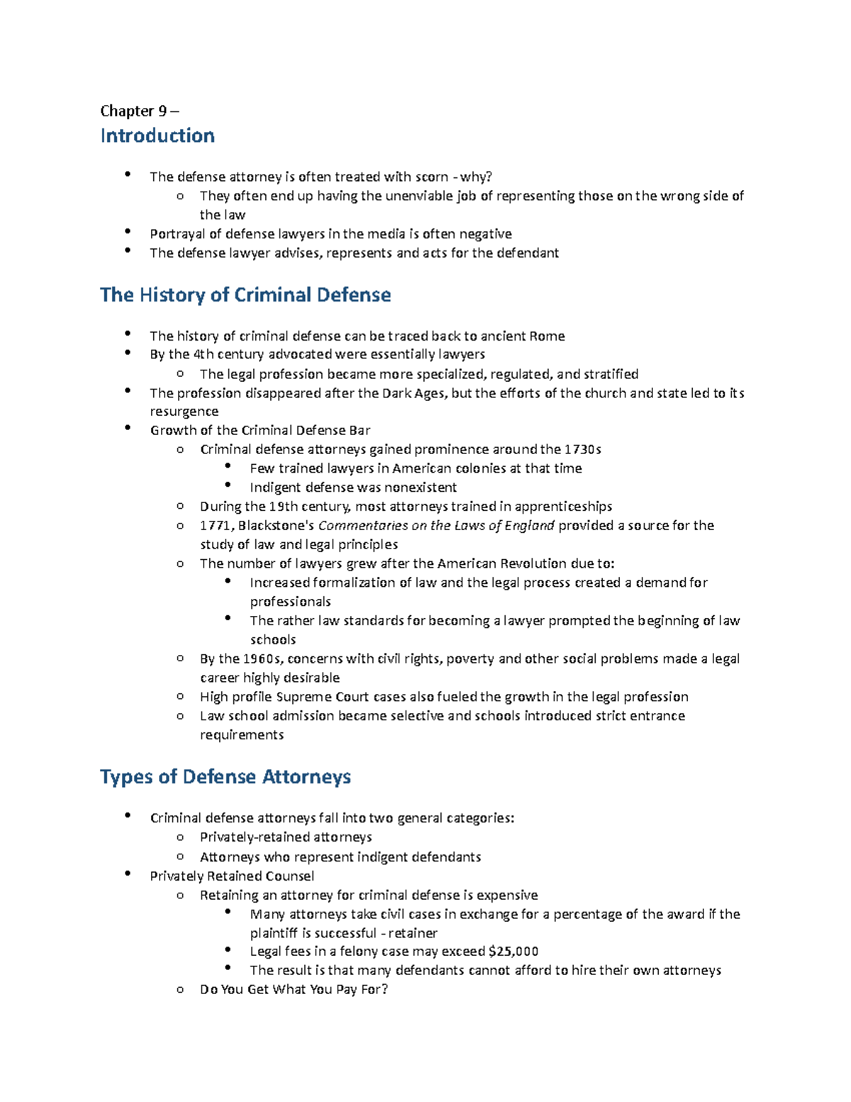Exam 3 Judicial Process Notes - Chapter 9 – Introduction The defense ...