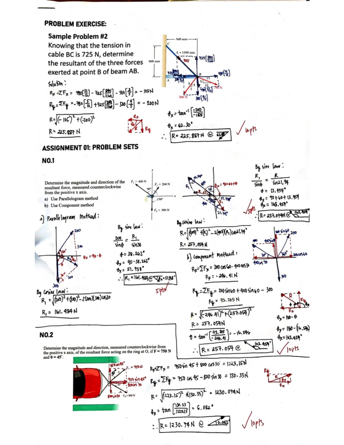 Prob-set-1 - wdwbncnbcbjgtgdhfd - PROBLEM EXERCISE: Sample Problem S40 Knowing that the tension ...