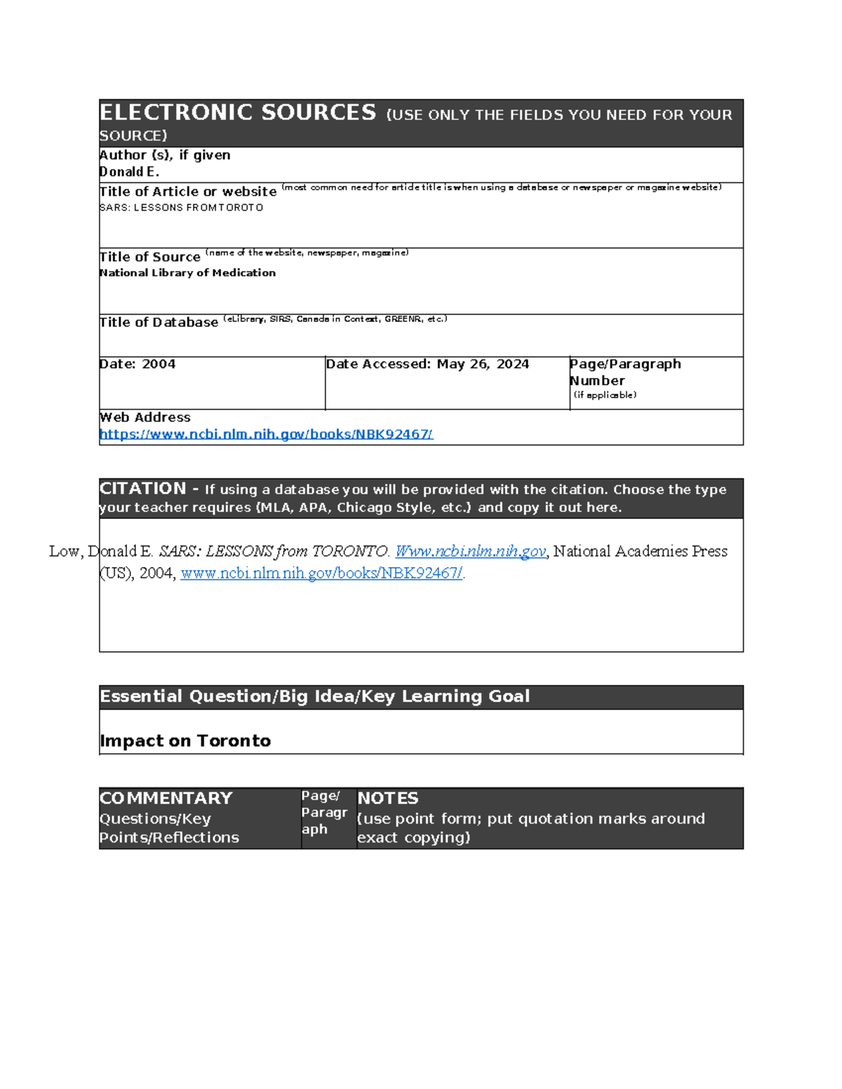 Notetaking Sheets - electronic - no lines 4 - ELECTRONIC SOURCES (USE ...