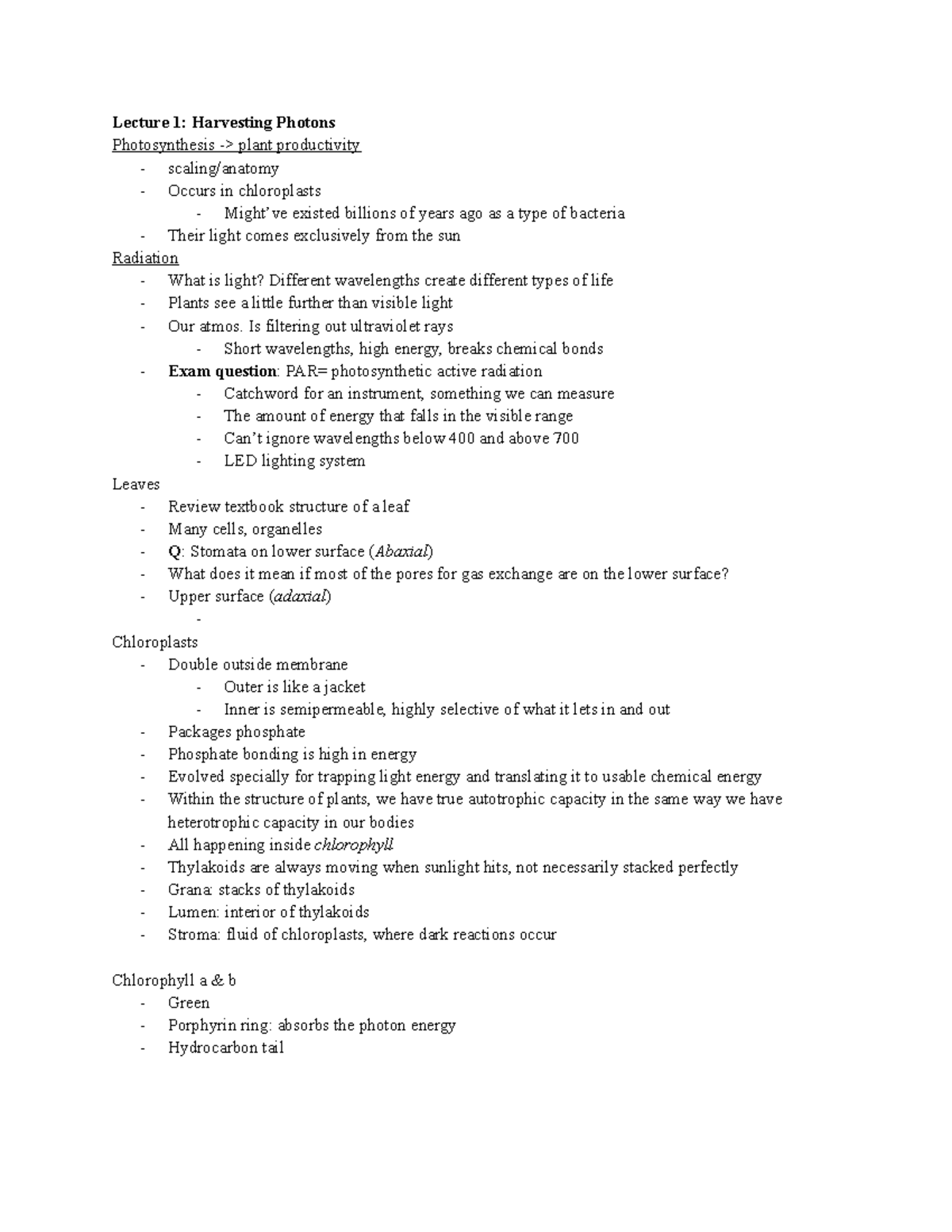 Biology Energy Flow in plants & plant-animal interactions - Lecture 1 ...