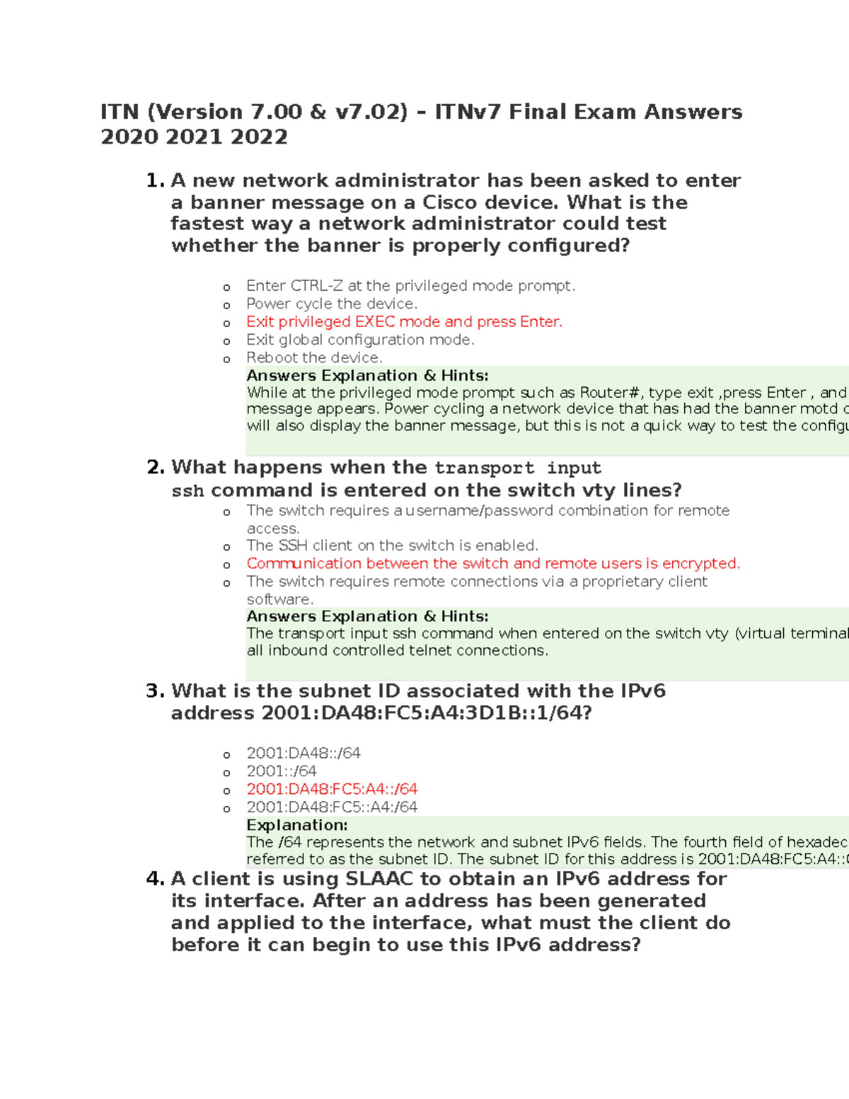 PRACTICE MATERIAL LAB NETWORKING - ITN (Version 7 & v7) – ITNv7 Final Exam Answers 2020 2021 ...