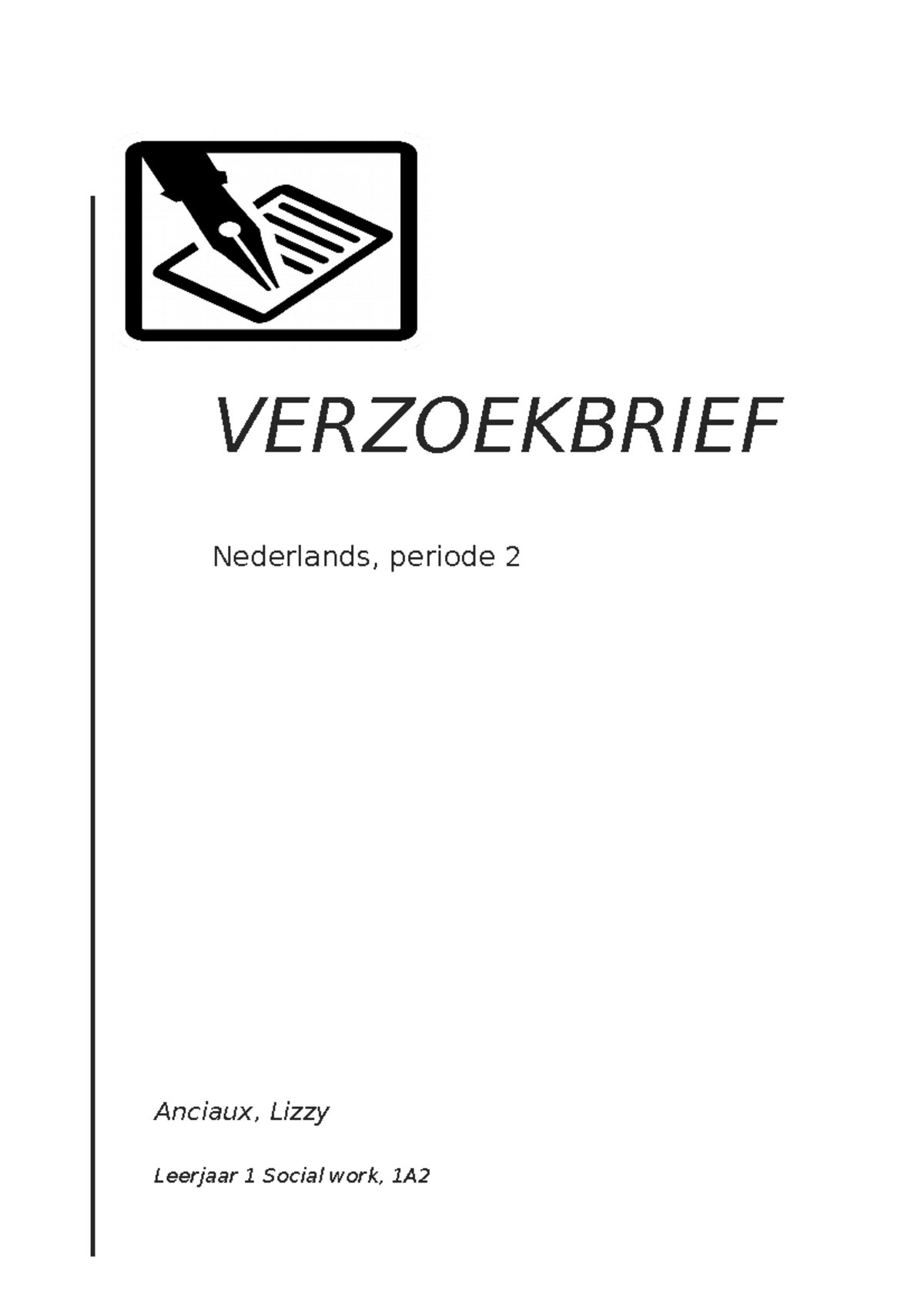 Verzoekbrief Nederlands Maatschappelijk werk en dienstverlening ...