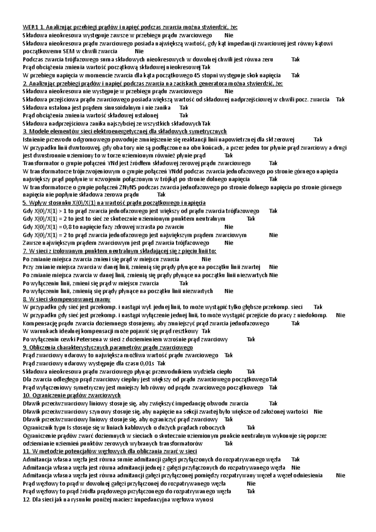 Zbiorczo - Zwarcia w systemach elektroenergetycznych laboratoria - WER 1 1. Analizując przebiegi ...