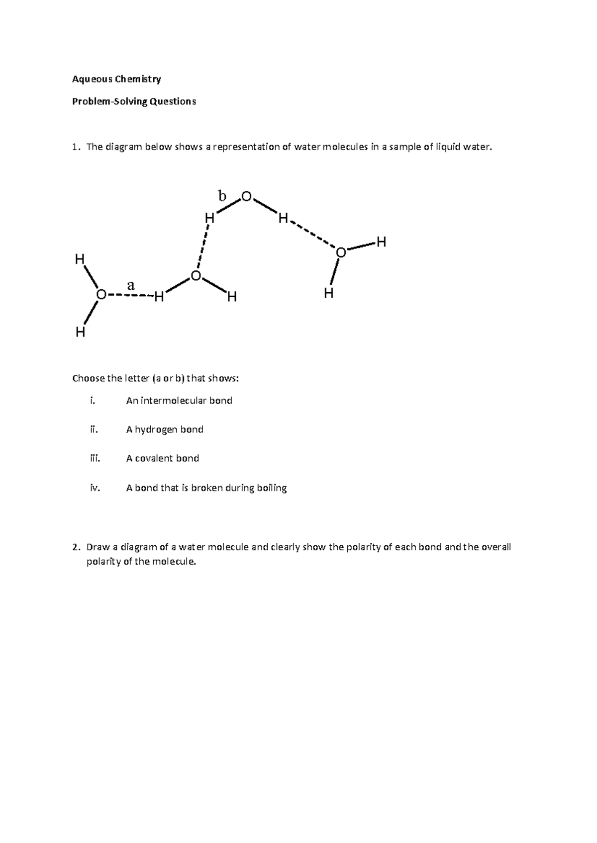 Aqueous Chemistry Tutorial - Questions - Aqueous Chemistry Problem ...