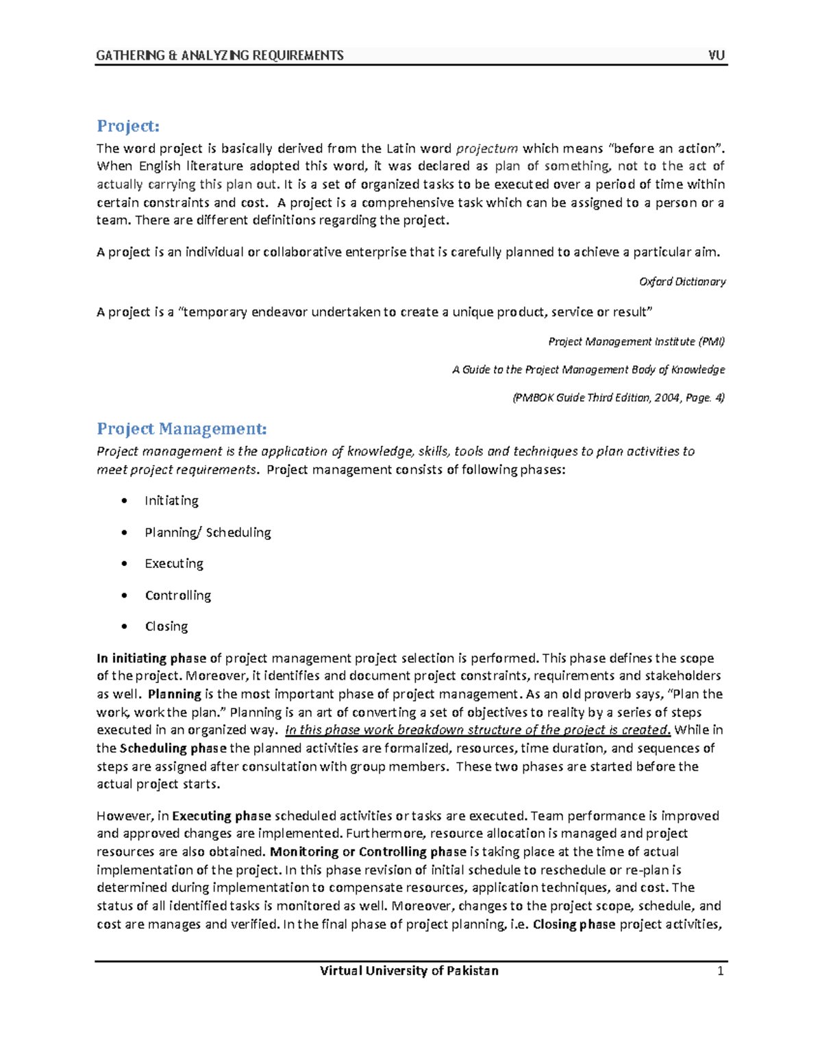 MS Project Planning - Project: The word project is basically derived ...