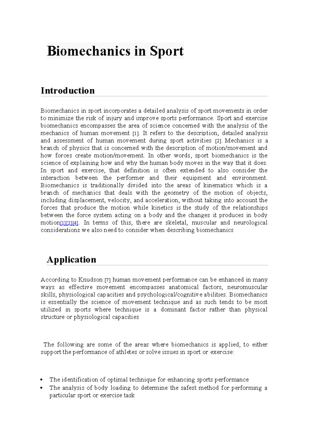 Biomechanics-In-Sport - Biomechanics in Sport Introduction Biomechanics ...