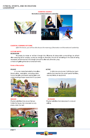 1 Concepts - SPORTS AND RECREATION LEADERSHIP - ESSENTIAL LESSON 1 ...