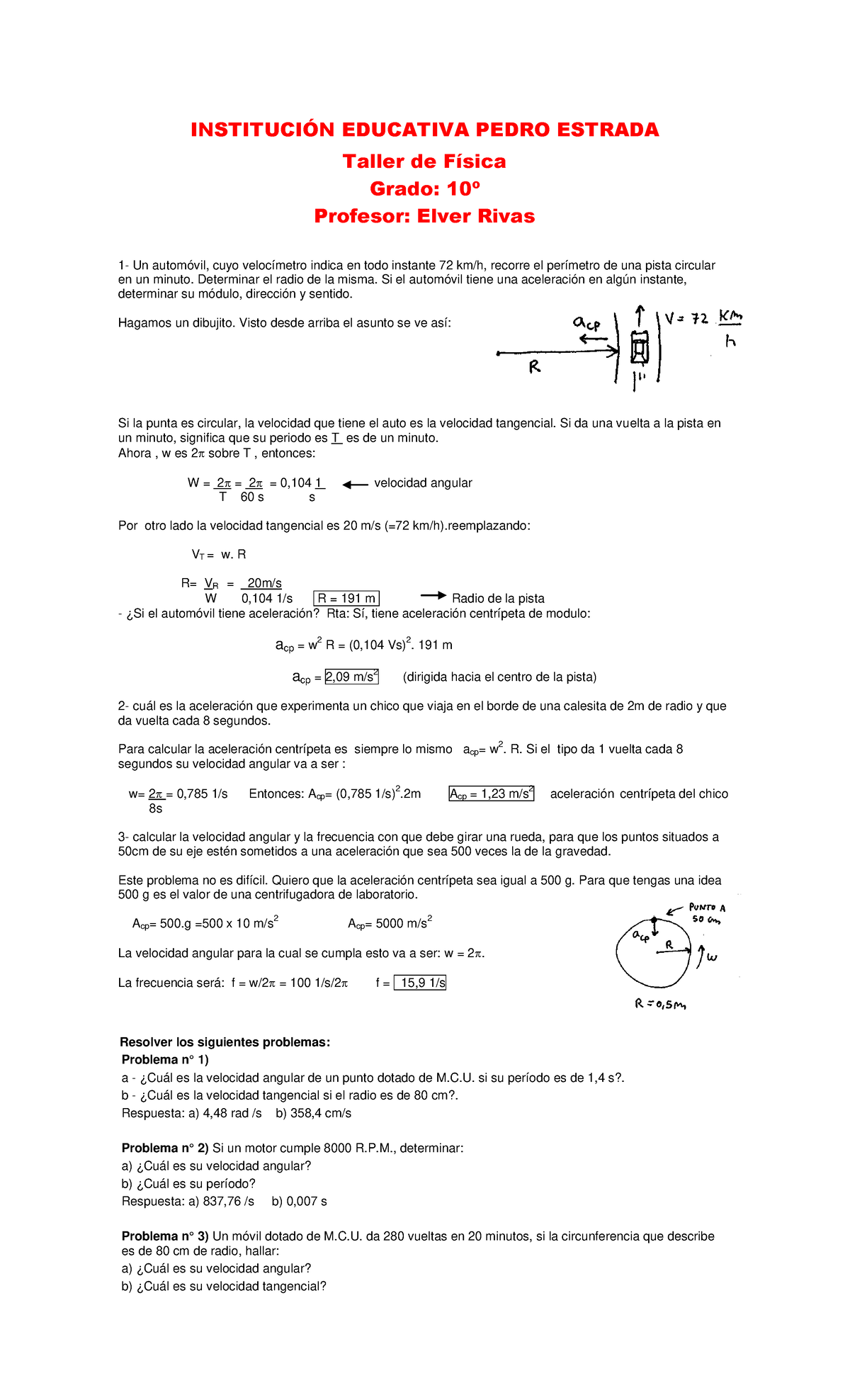 Ejercicios DEL M.C.U - ayuda - INSTITUCI”N EDUCATIVA PEDRO ESTRADA ...