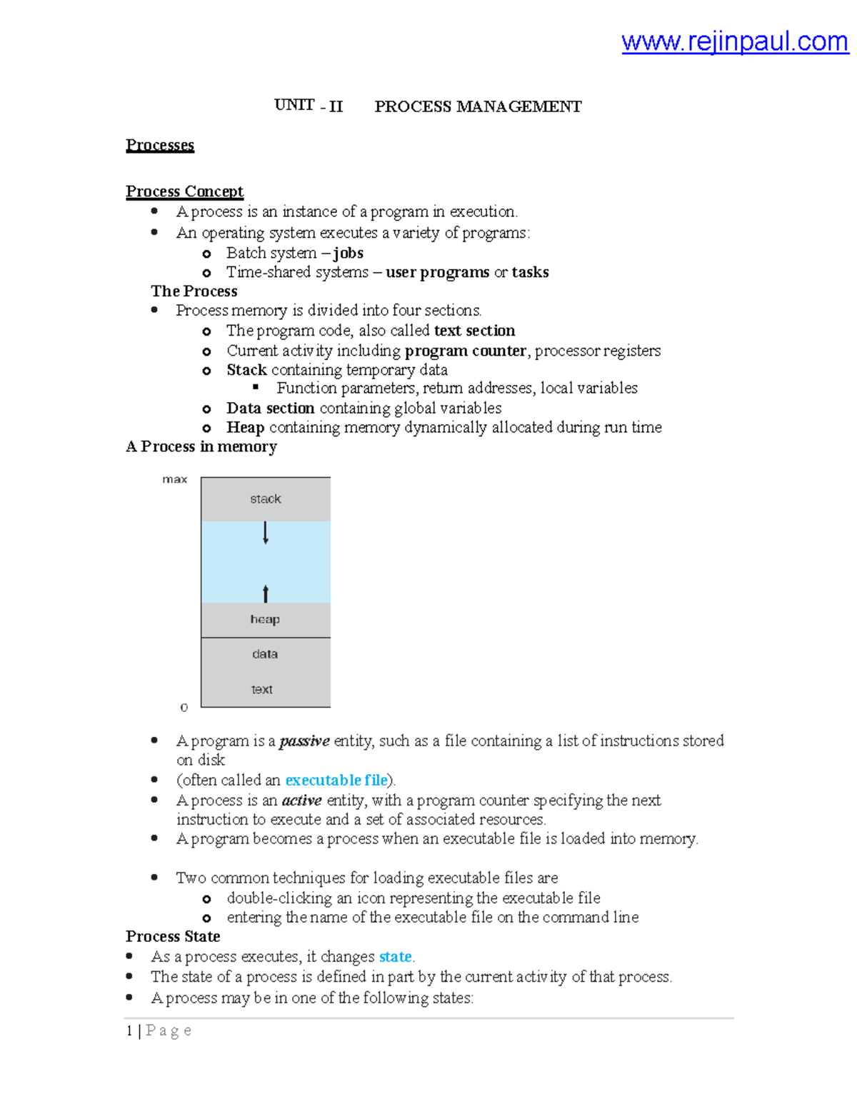 About Process thread CPU scheduling- rejinpaul 1 | P a g e UNIT - II PROCESS MANAGEMENT ...