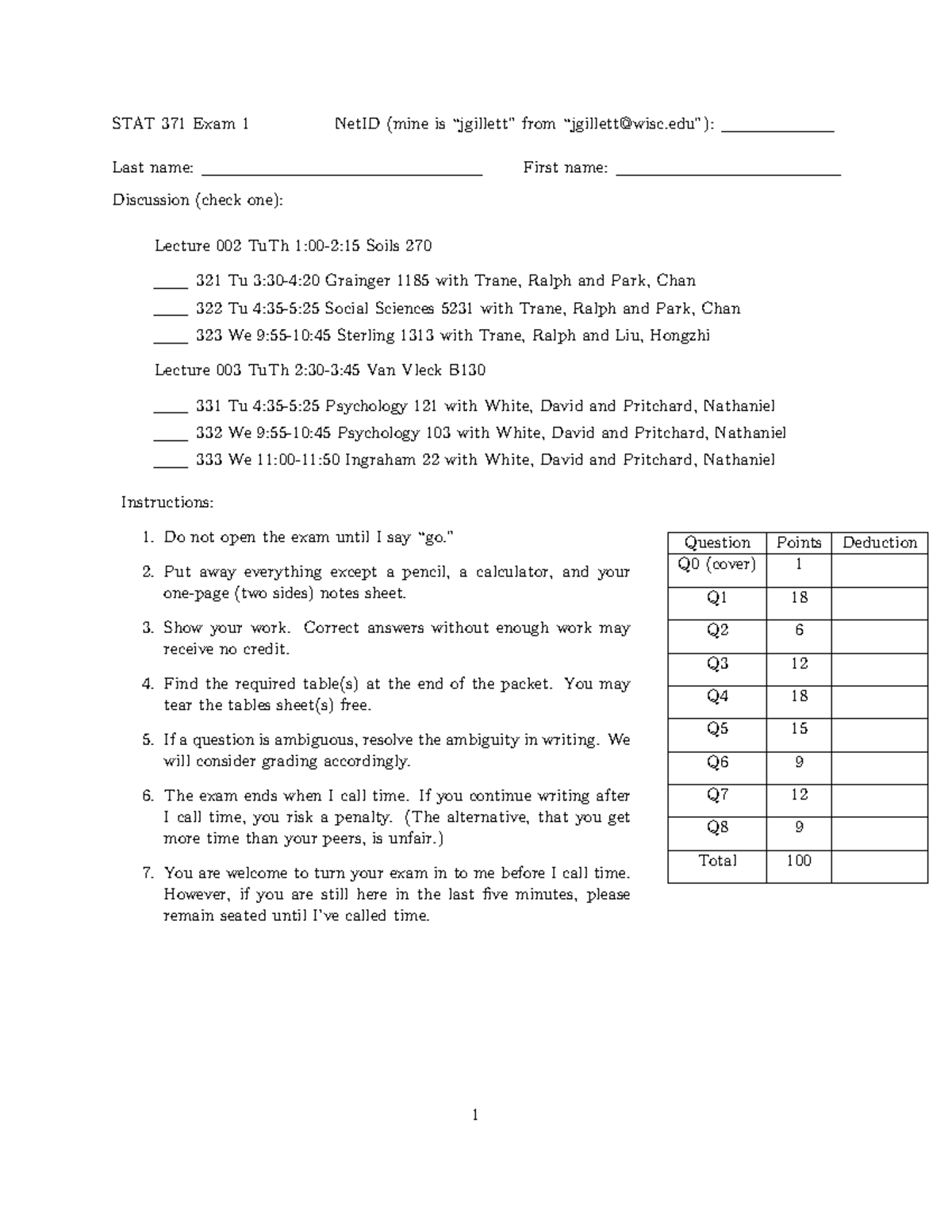 1spring 2019 - Exam practice - STAT 371 Exam 1 NetID (mine is “jgillett ...