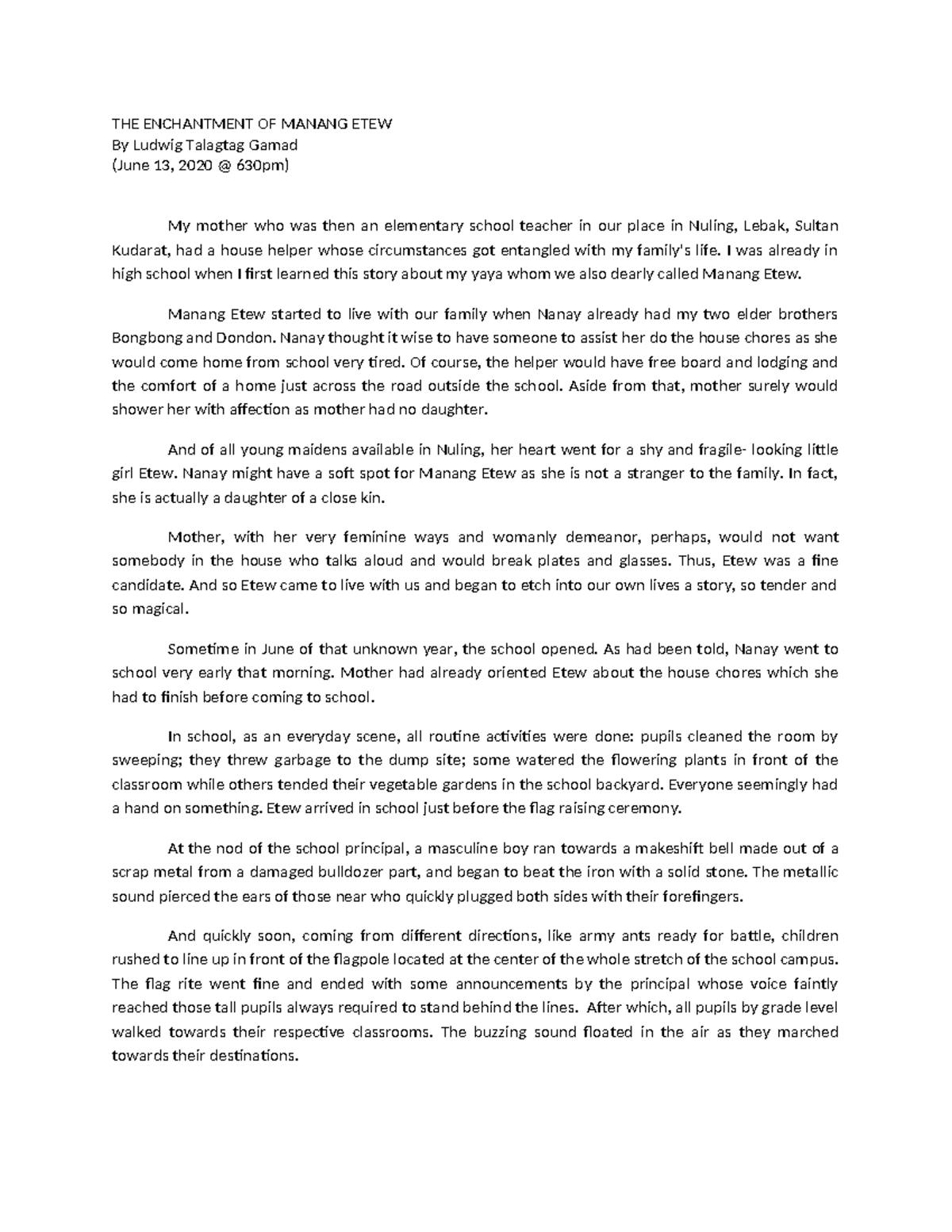 The Enchantment of Manang Etew - THE ENCHANTMENT OF MANANG ETEW By ...