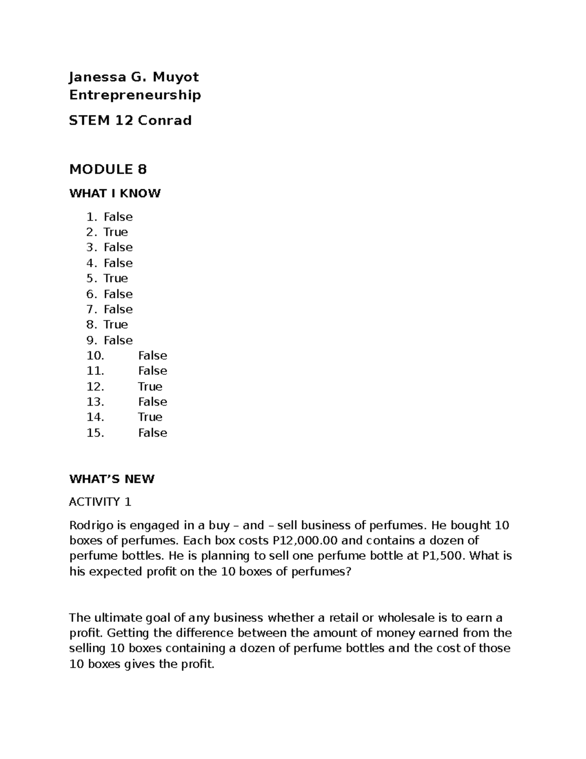 Module 8 Jane - Summary Entrepreneurship - Janessa G. Muyot ...