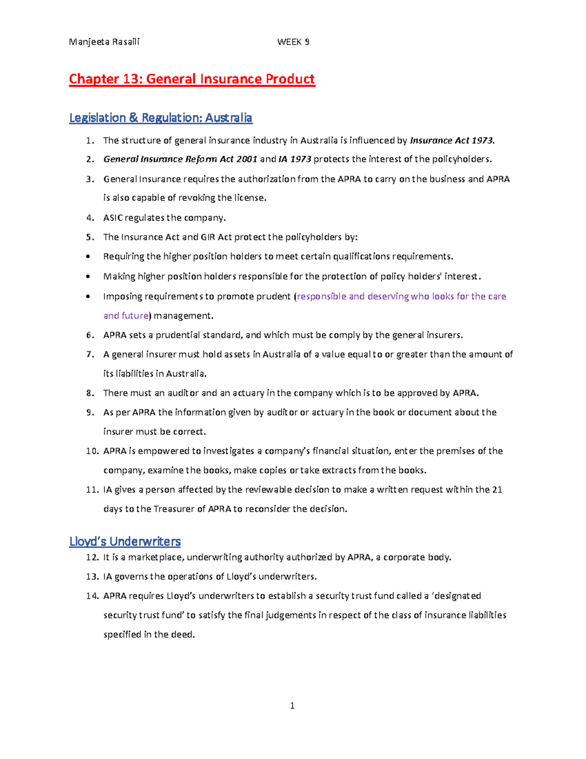 General Insurance Product - Chapter 13: General Insurance Product ...
