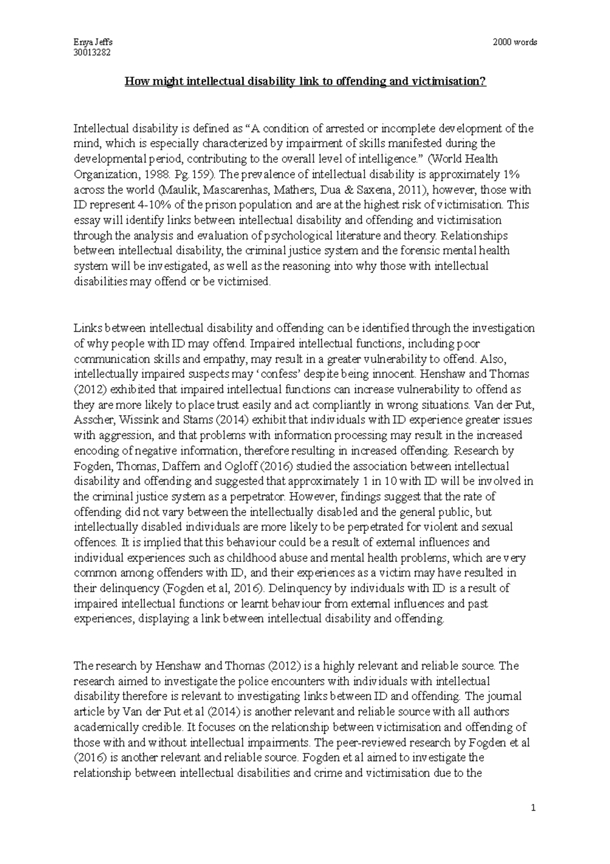 How might intellectual disability link to offending and victimisation ...