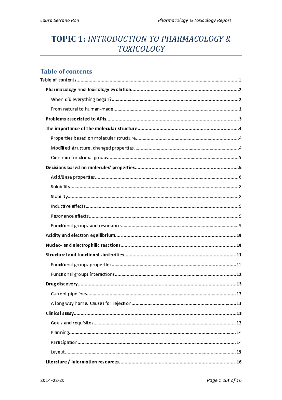PHand TX Report 1 Laura Serrano - Laura Serrano Ron Pharmacology ...