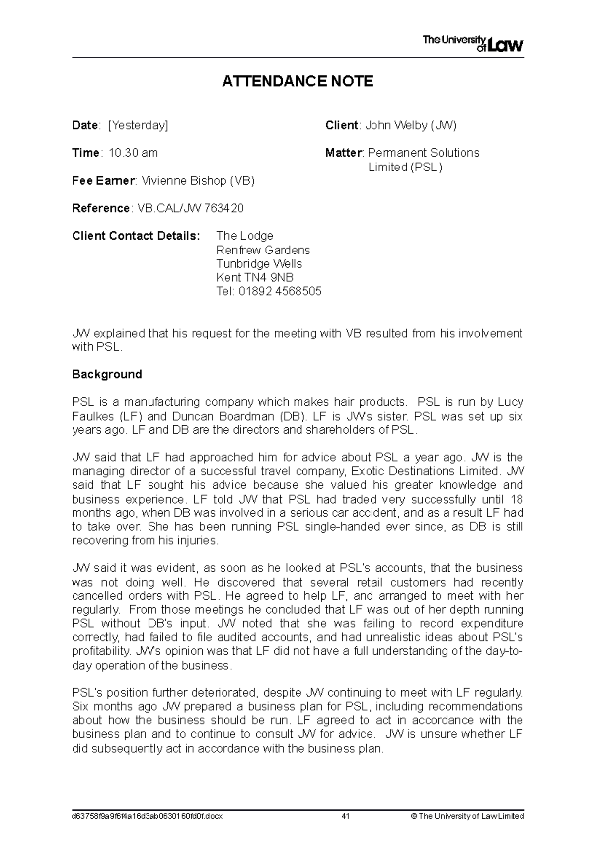 2324 ipp u01 ce01 prepare task 01 attendance note - ATTENDANCE NOTE ...