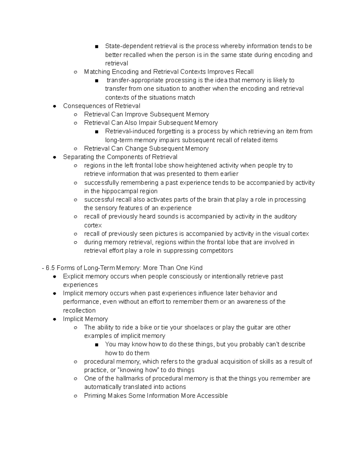 PSYCH 101 Notes - State-dependent retrieval is the process whereby ...
