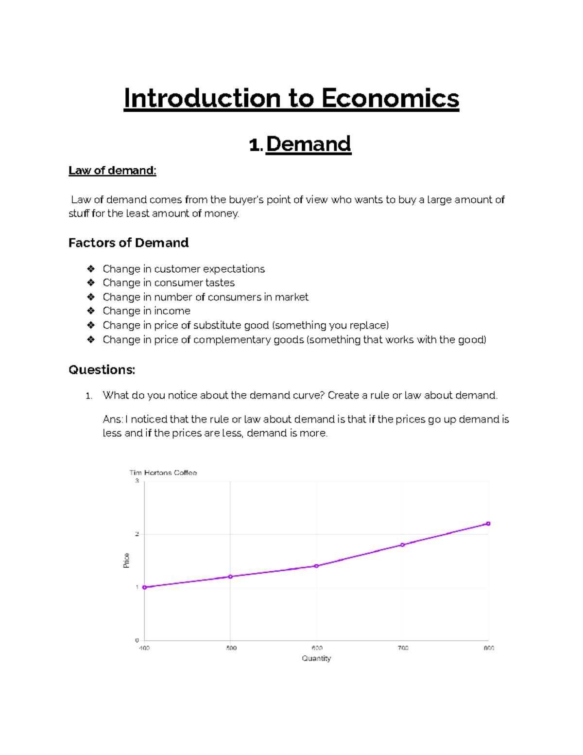 Introduction To Economics - Introduction to Economics 1 Law of demand ...