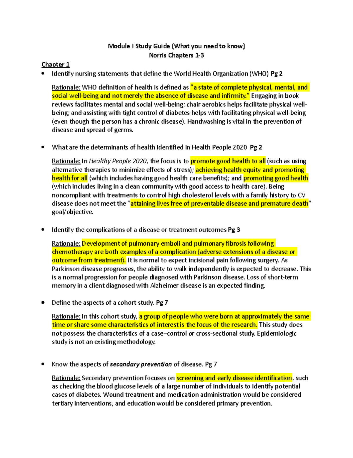 Study Guide-Module I - Module I Study Guide (What you need to know ...