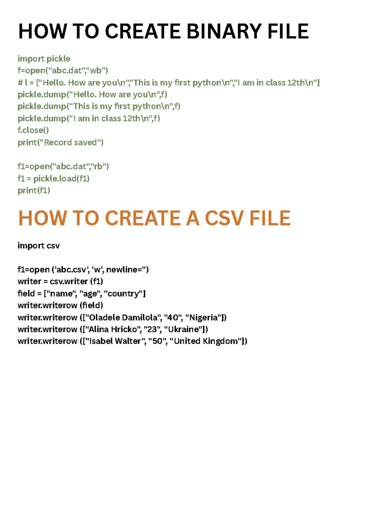 HOW TO Create Binary FILE - HOW TO CREATE BINARY FILE import pickle ... HOW TO Create Binary FILE - HOW TO CREATE BINARY FILE import pickle ...