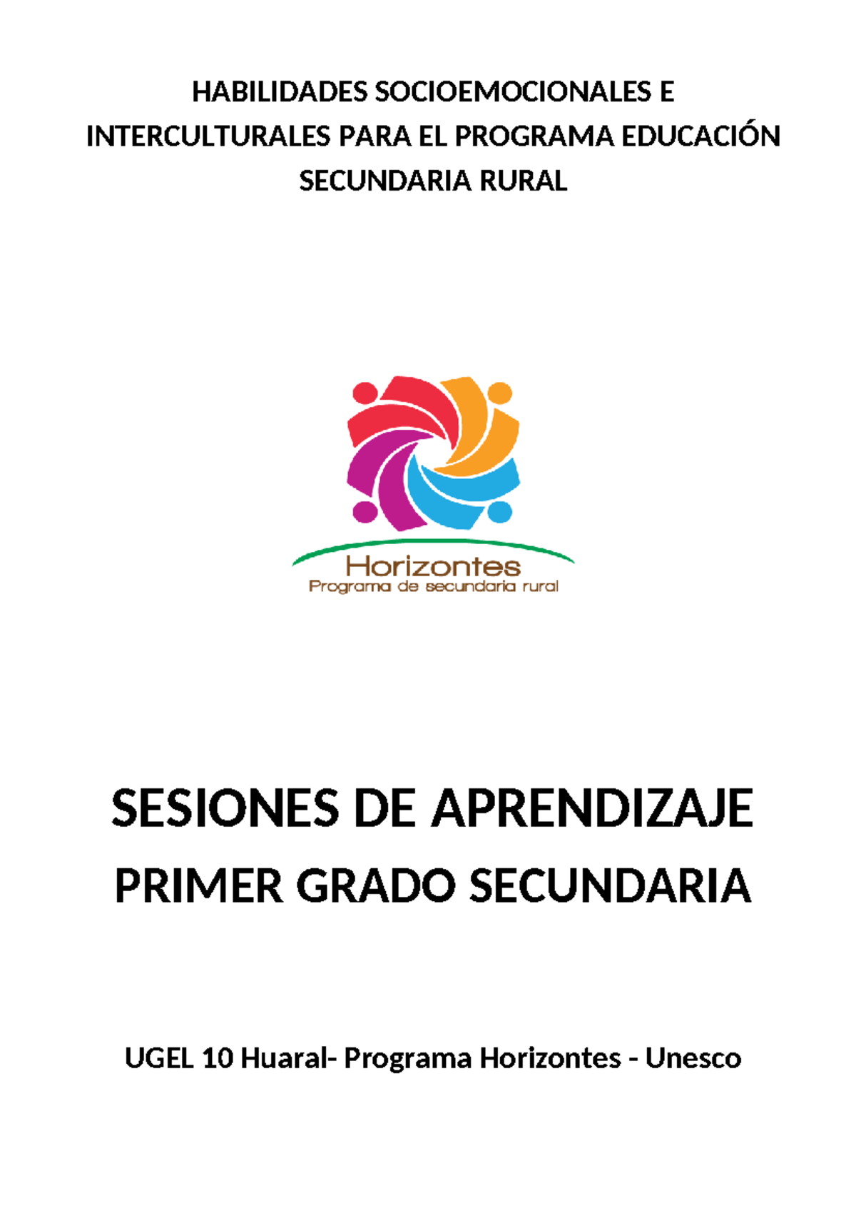 1 Sesiones primer grado - Huaral - HABILIDADES SOCIOEMOCIONALES E INTERCULTURALES PARA EL ...