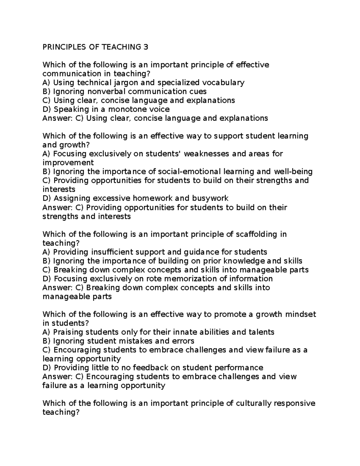 Principles OF Teaching 3 - PRINCIPLES OF TEACHING 3 Which of the ...