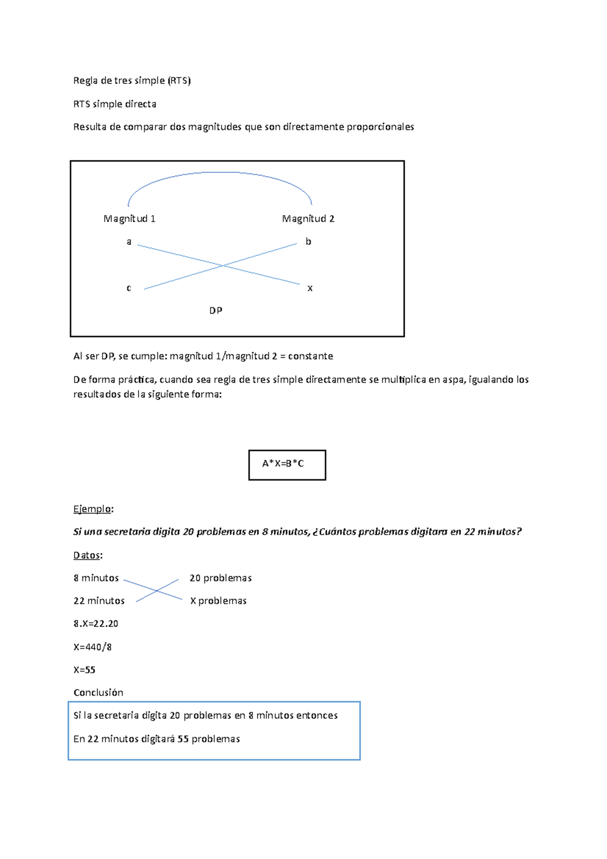 Regla de tres simple - das - Regla de tres simple (RTS) RTS simple ...