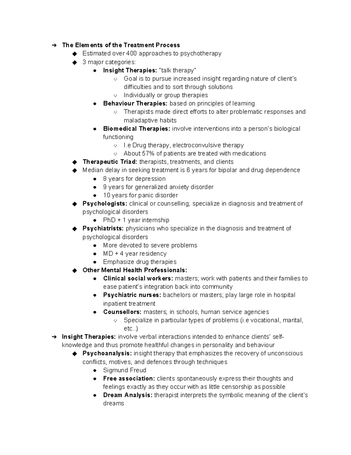Unit 9- Treatments - unit 9 - The Elements of the Treatment Process ...