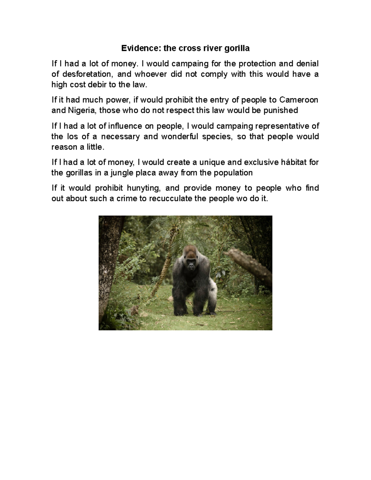 Evidence the cross river gorilla (Resuelto) - Evidence: the cross river ...