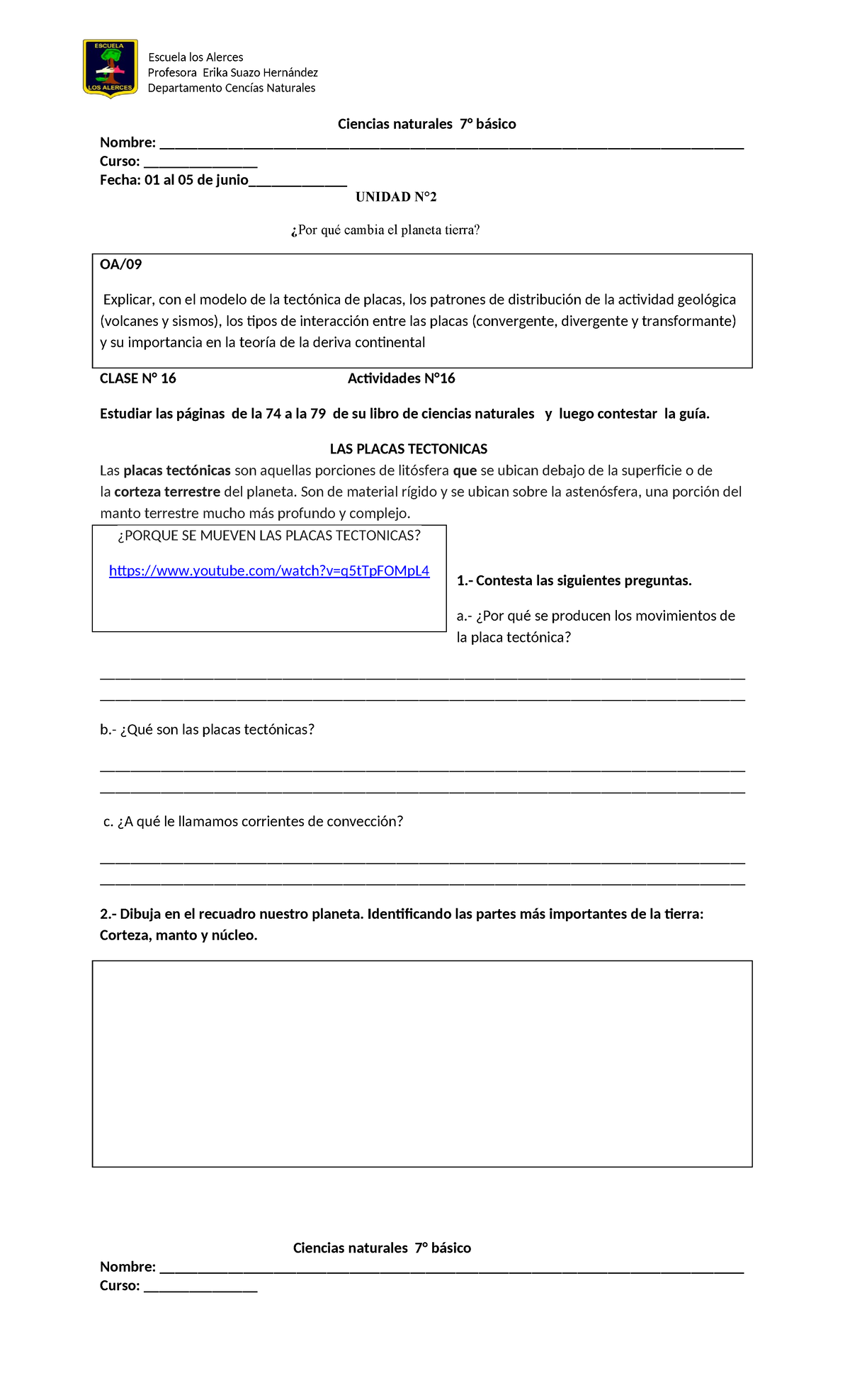7º A B Ciencias Placas Tectó Nicas - Profesora Erika Suazo Hernández ...