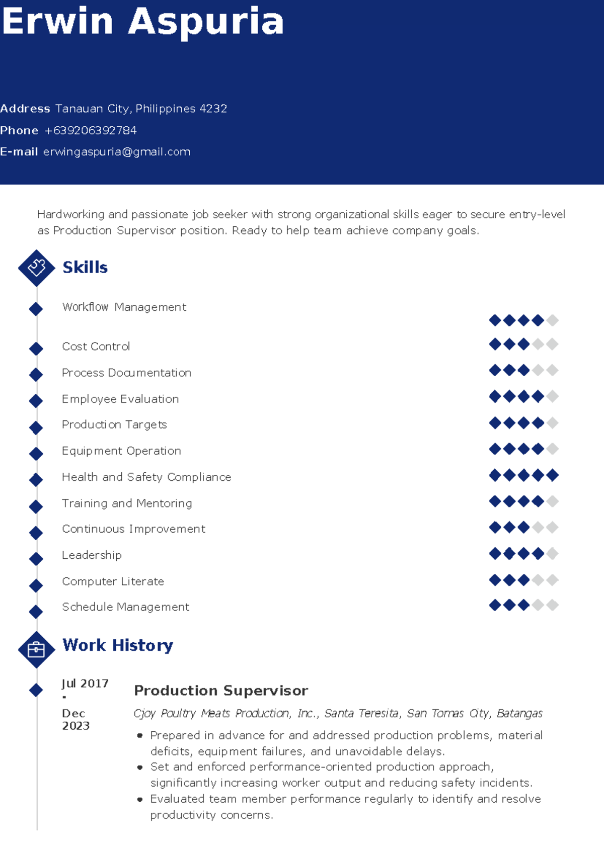 Erwin Aspuria Resume 2 - .... - Hardworking and passionate job seeker ...