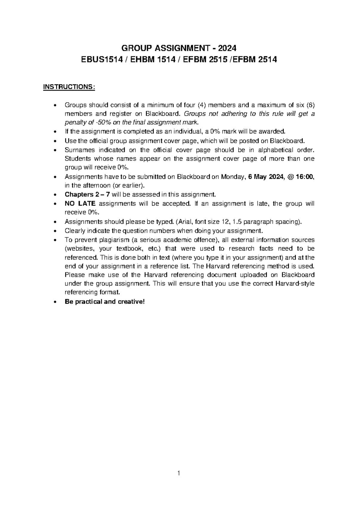 EBUS 1514 Group Assignment 2024 Final - GROUP ASSIGNMENT - 2024 ...