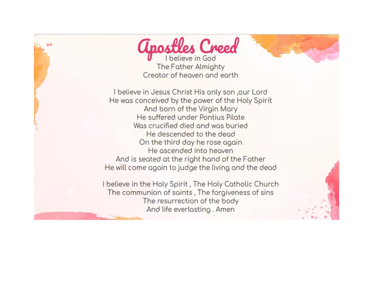 Apostles Creed - Es fácil historia - apostles Creed I believe in God ...