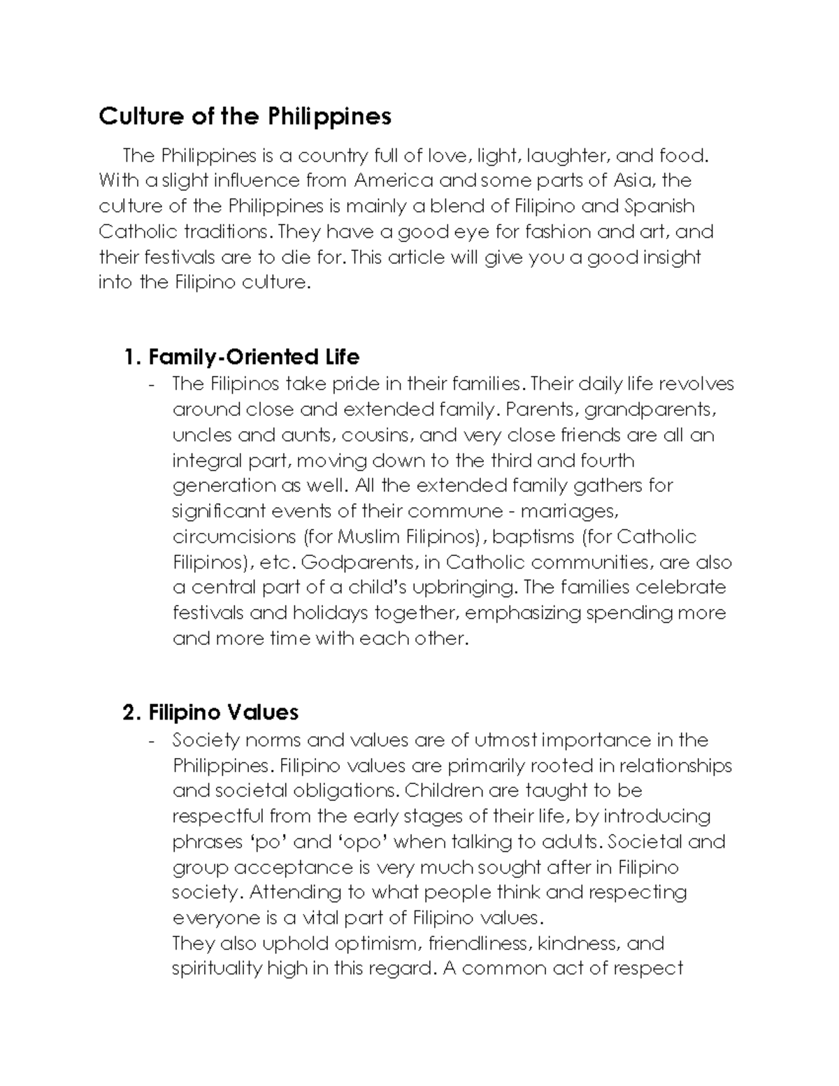 Philippine Tradition AND Culture - Culture of the Philippines The ...