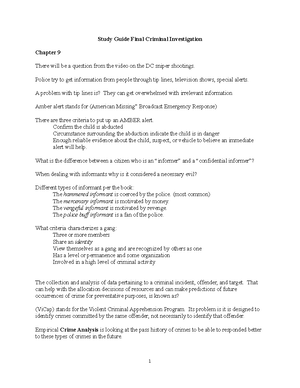 Ch. 13 - The Investigation of Robbery Chapter Notes - Varieties and ...