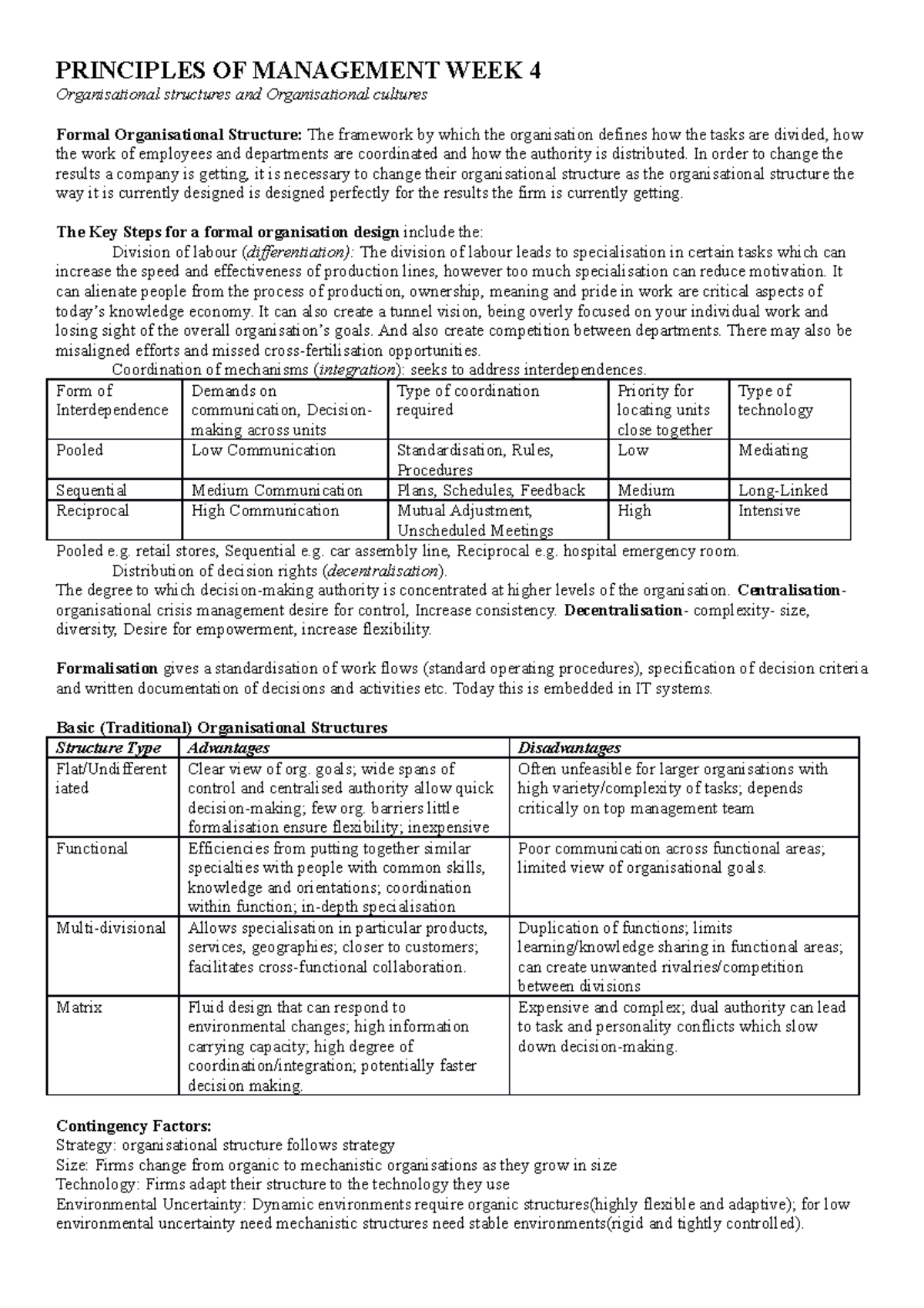 Principles OF Management WEEK 4 - PRINCIPLES OF MANAGEMENT WEEK 4 ...
