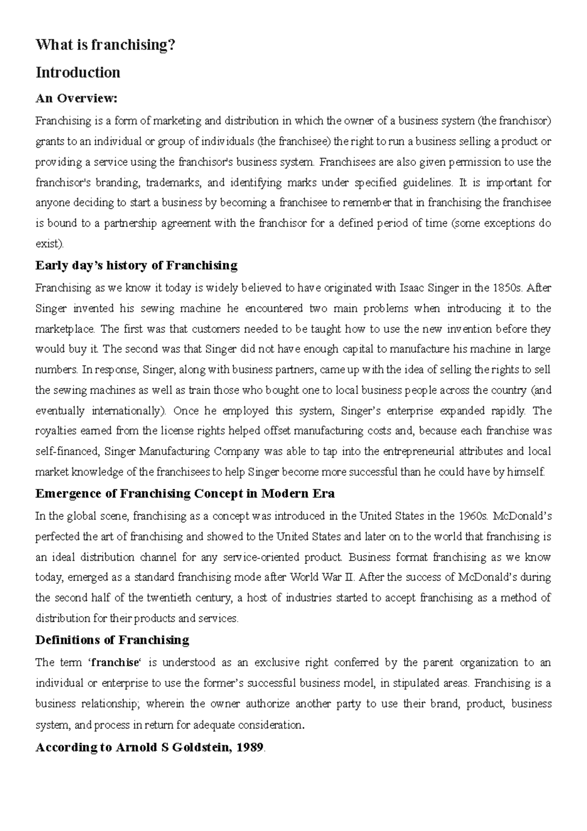 What is franchising - new form - What is franchising? Introduction An ...