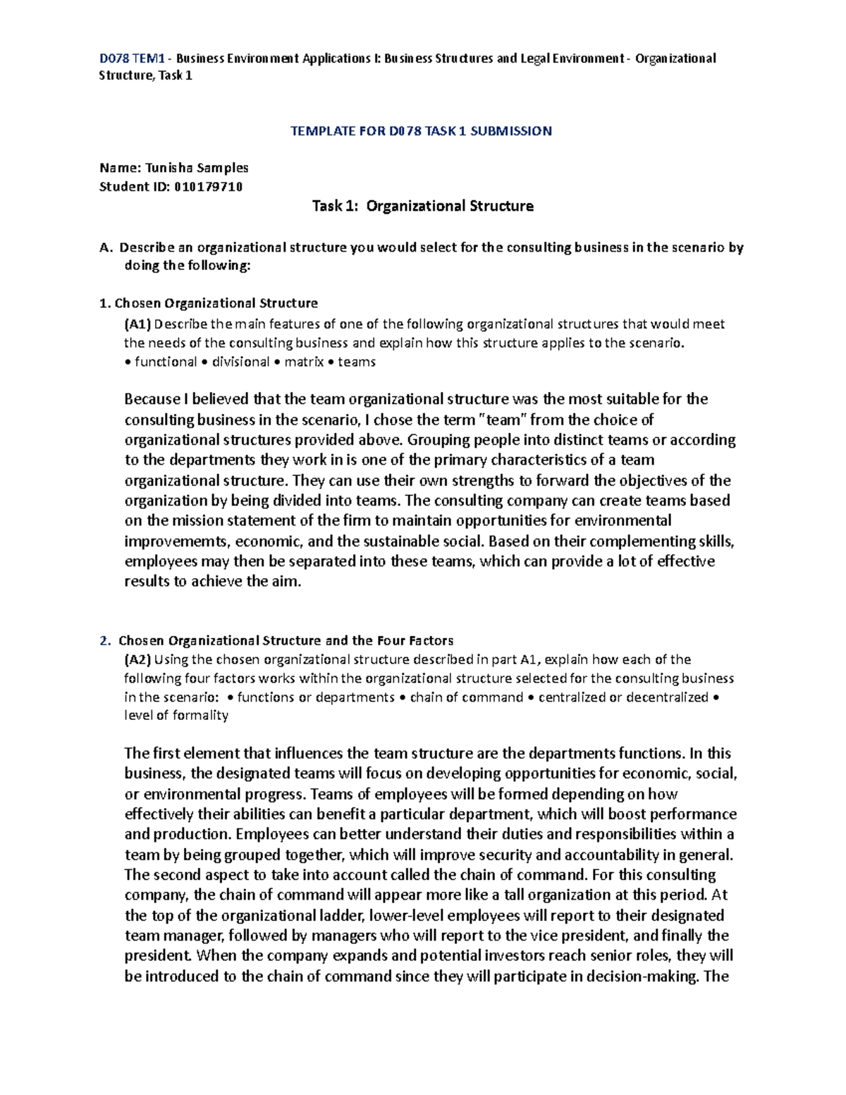 D078 - Task 1-4 - hope it helps - D078 TEM1 - Business Environment ...