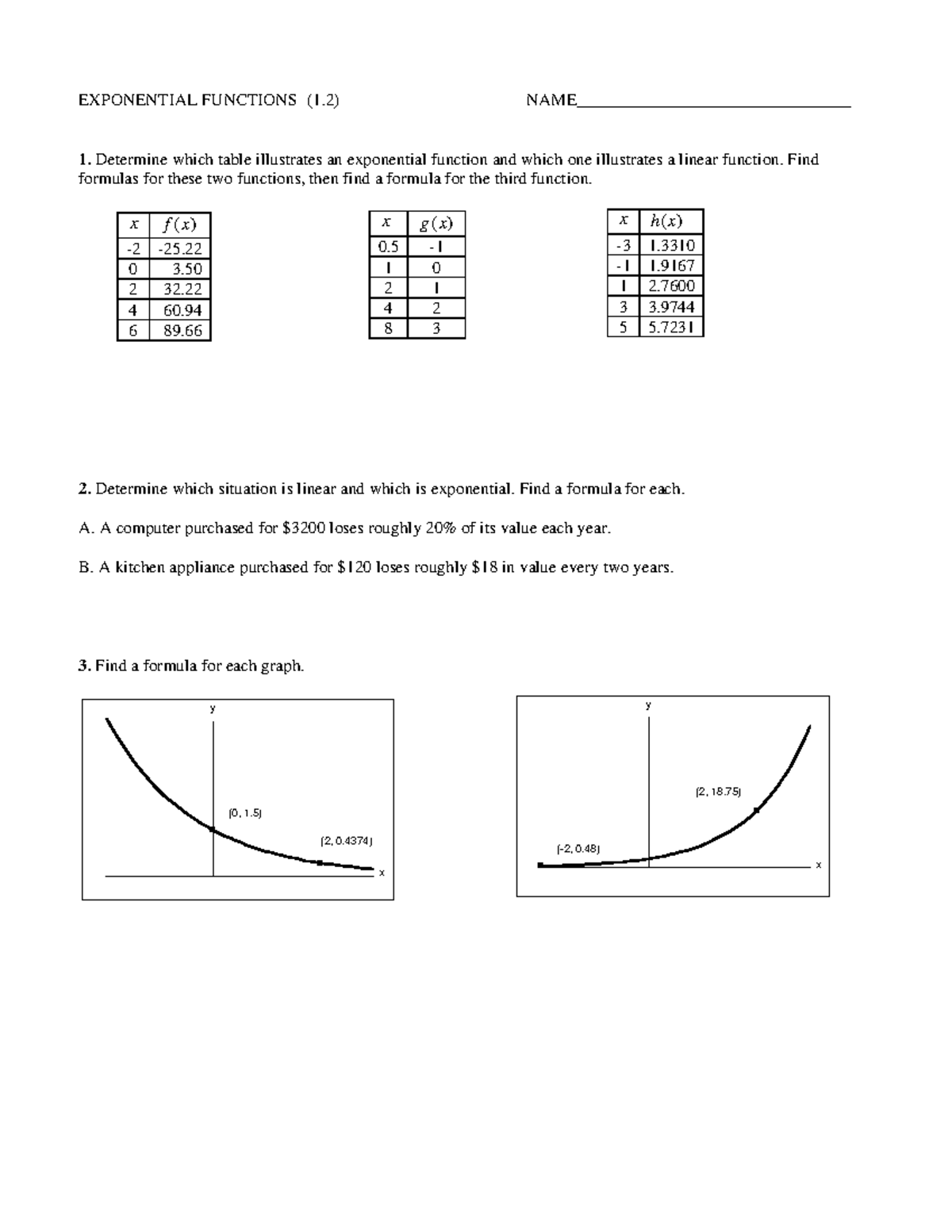 Exponential - Description is required - EXPONENTIAL FUNCTIONS (1) - Studocu