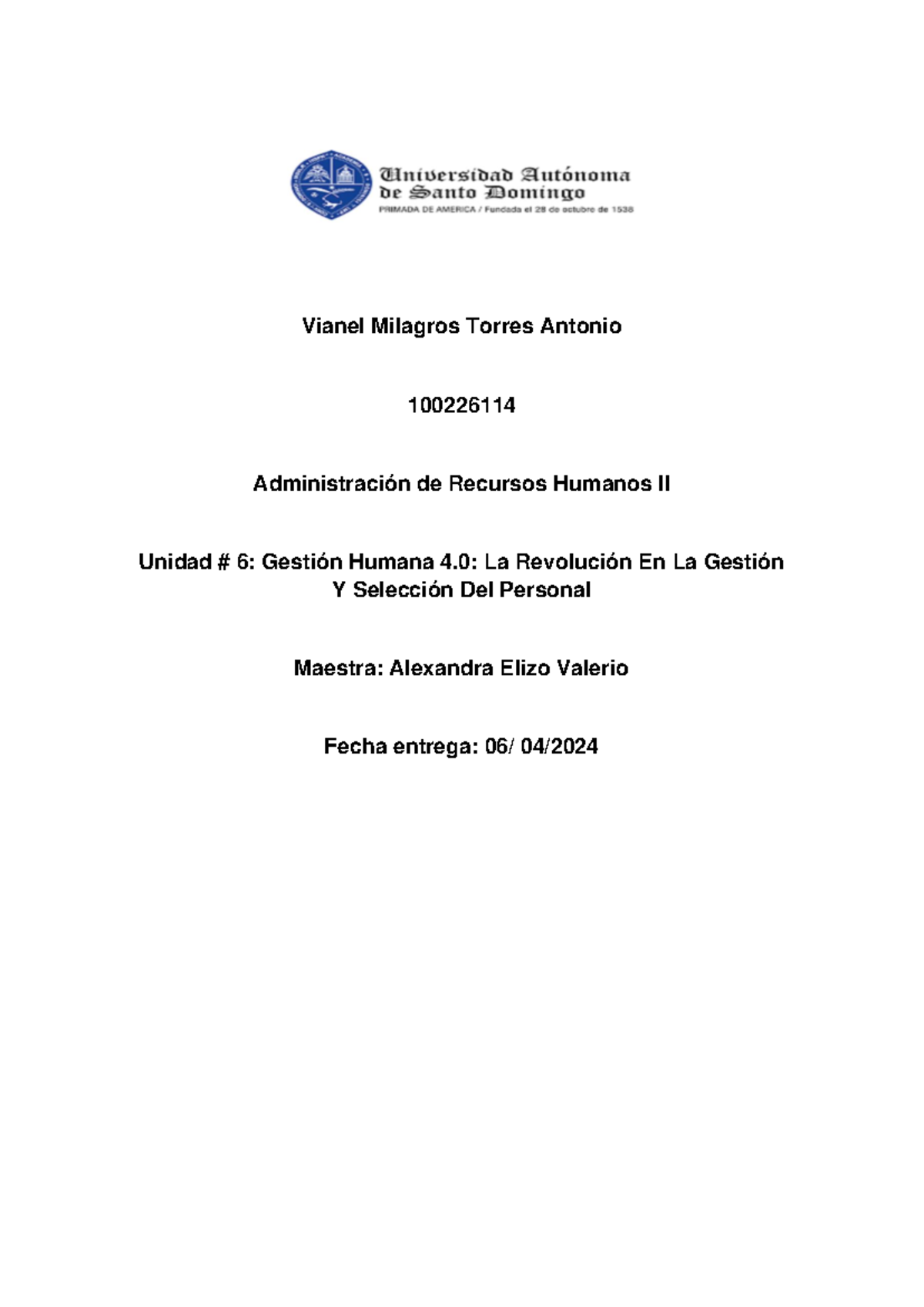 Tarera Unidad 6 Vianel Torres - Vianel Milagros Torres Antonio ...