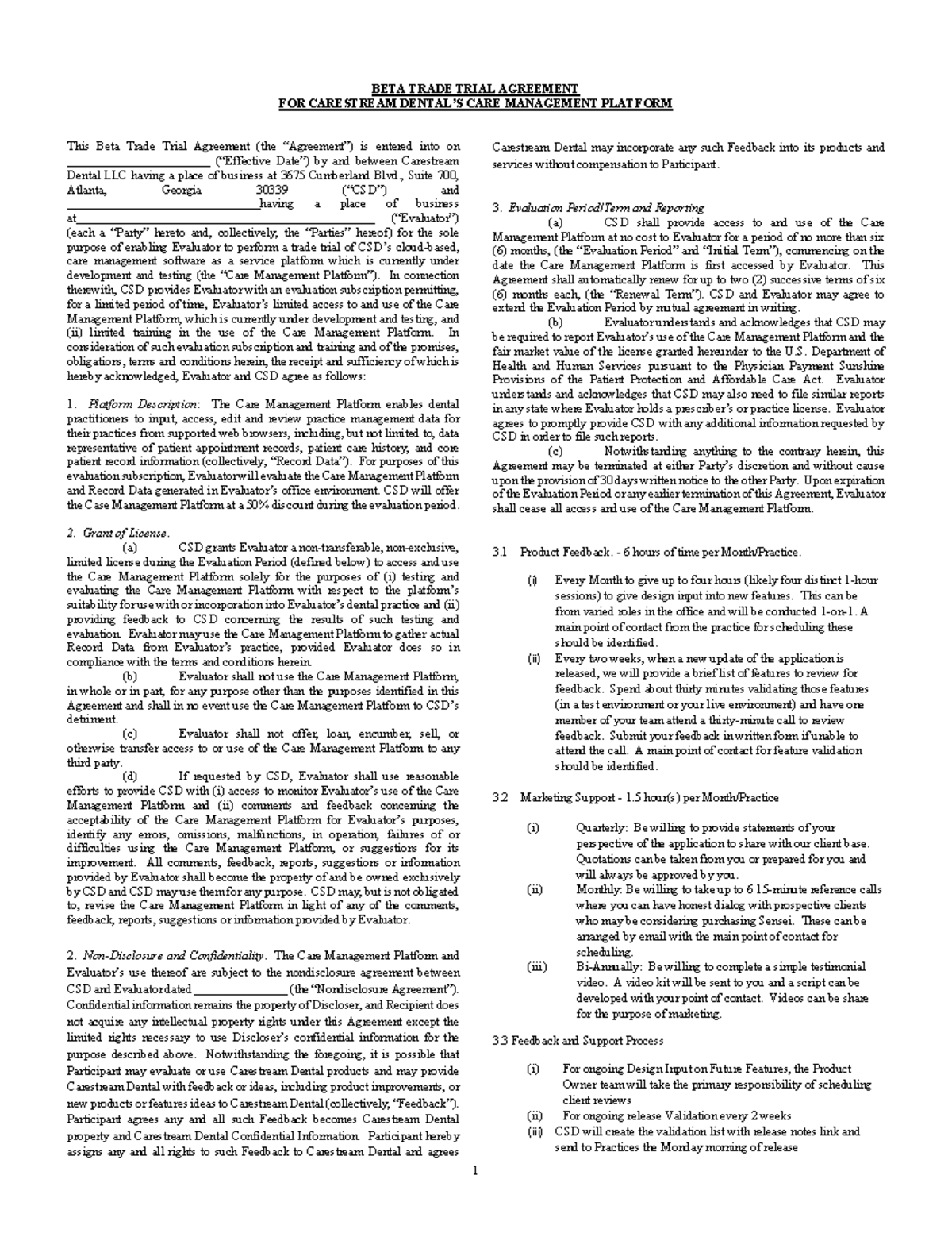 Beta Trade Trial Agreement - Care Management Platform 2022-06-28 upload ...