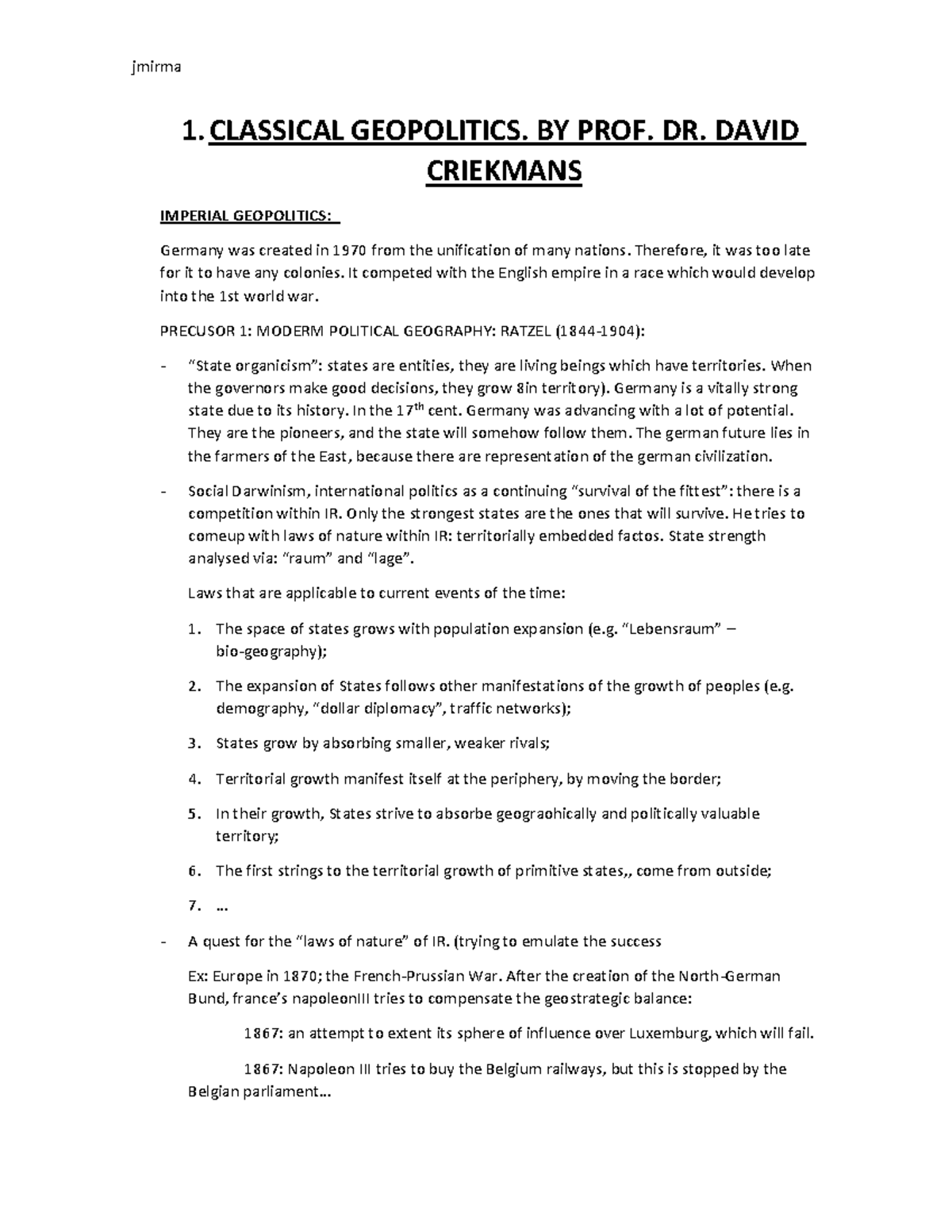 1. CLASSICAL GEOPOLITICS - jmirma 1. CLASSICAL GEOPOLITICS. BY PROF. DR ...