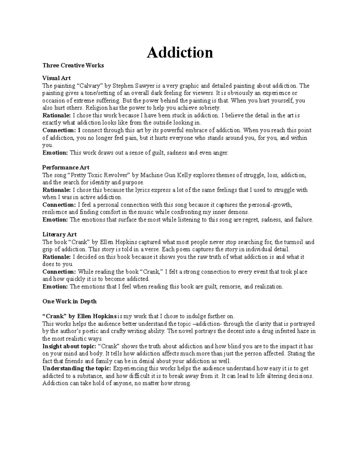 Addiction - Addiction Three Creative Works Visual Art The painting ...