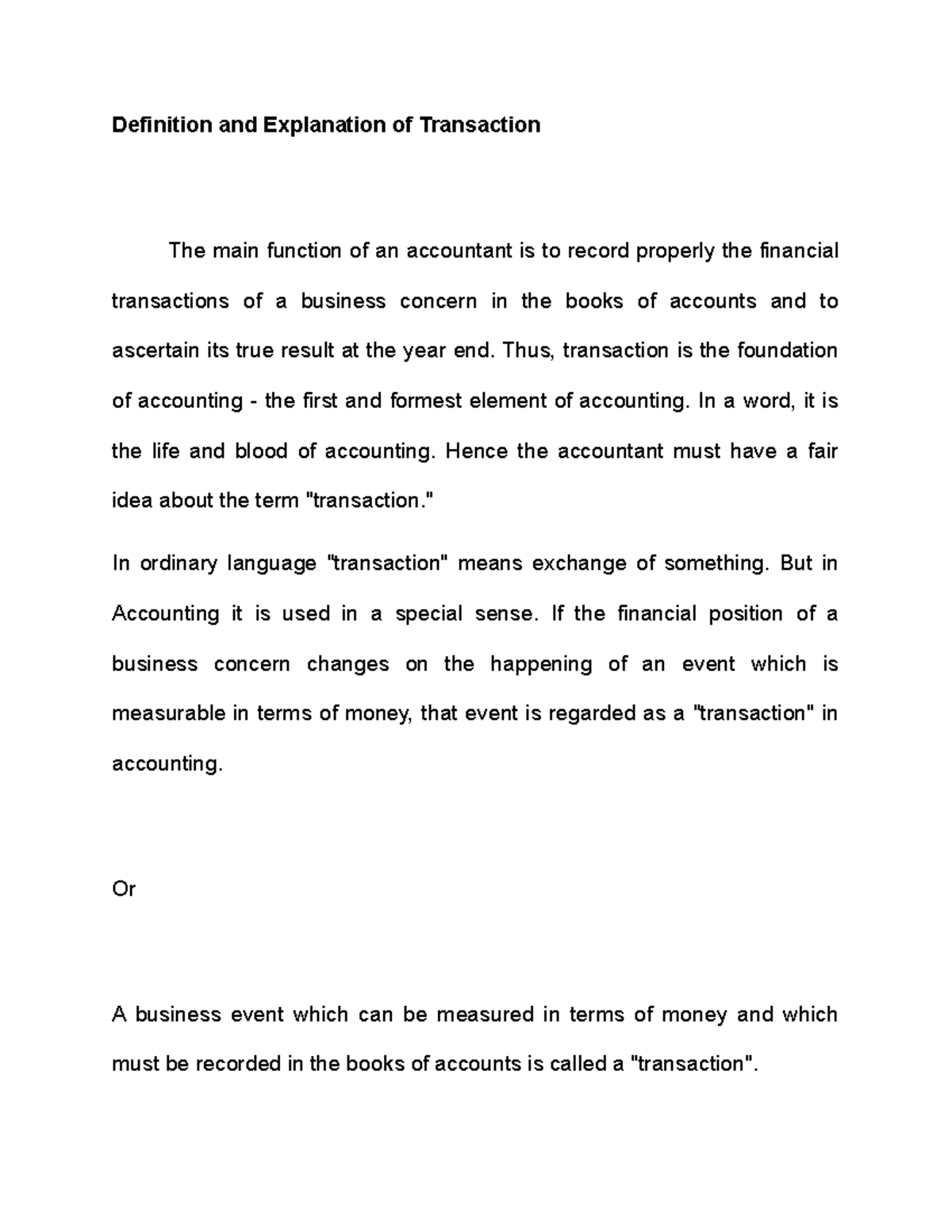 Lecture Note in Transactions - Definition and Explanation of ...